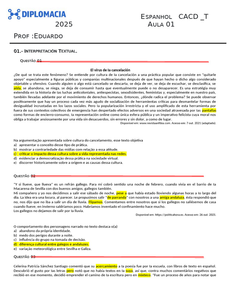 CACD - Lista de Exercicios 01 - 2025 - 09-11-2024 | PDF | Inteligencia ...