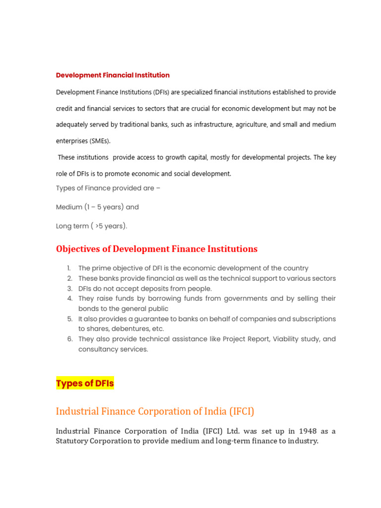 Development Financial Institution | PDF | Economies | Banking