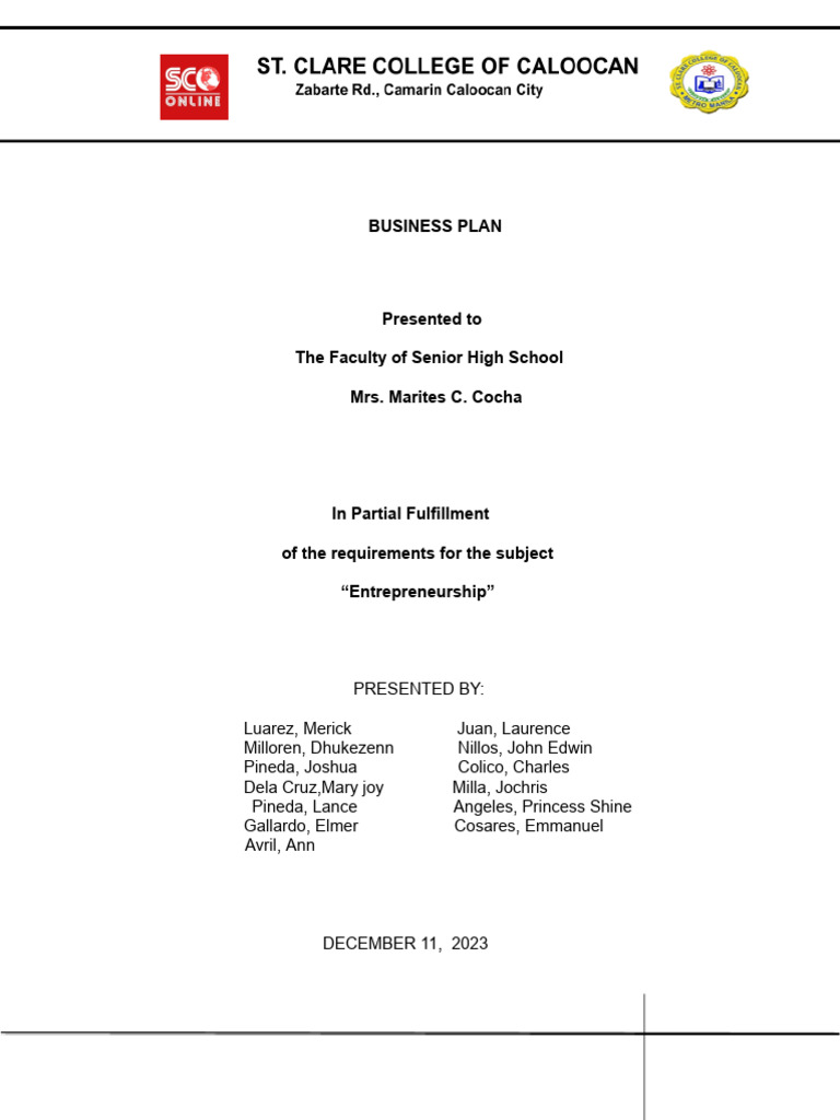 BUSINESS PLAN.docx | PDF