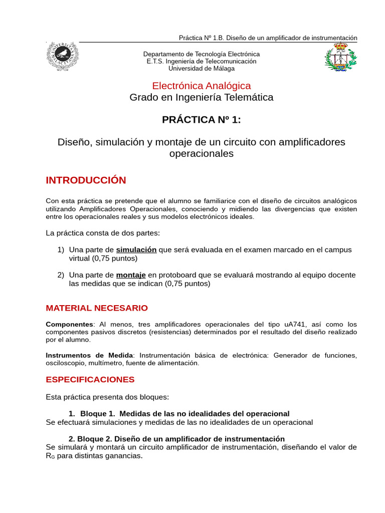 Prac1_2024_2025 (2) | PDF | Amplificador operacional | Electrónica