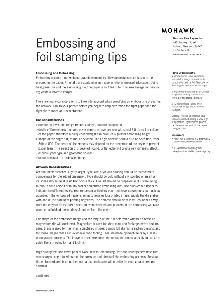 Embossing and Foil Stamping Tips | PDF