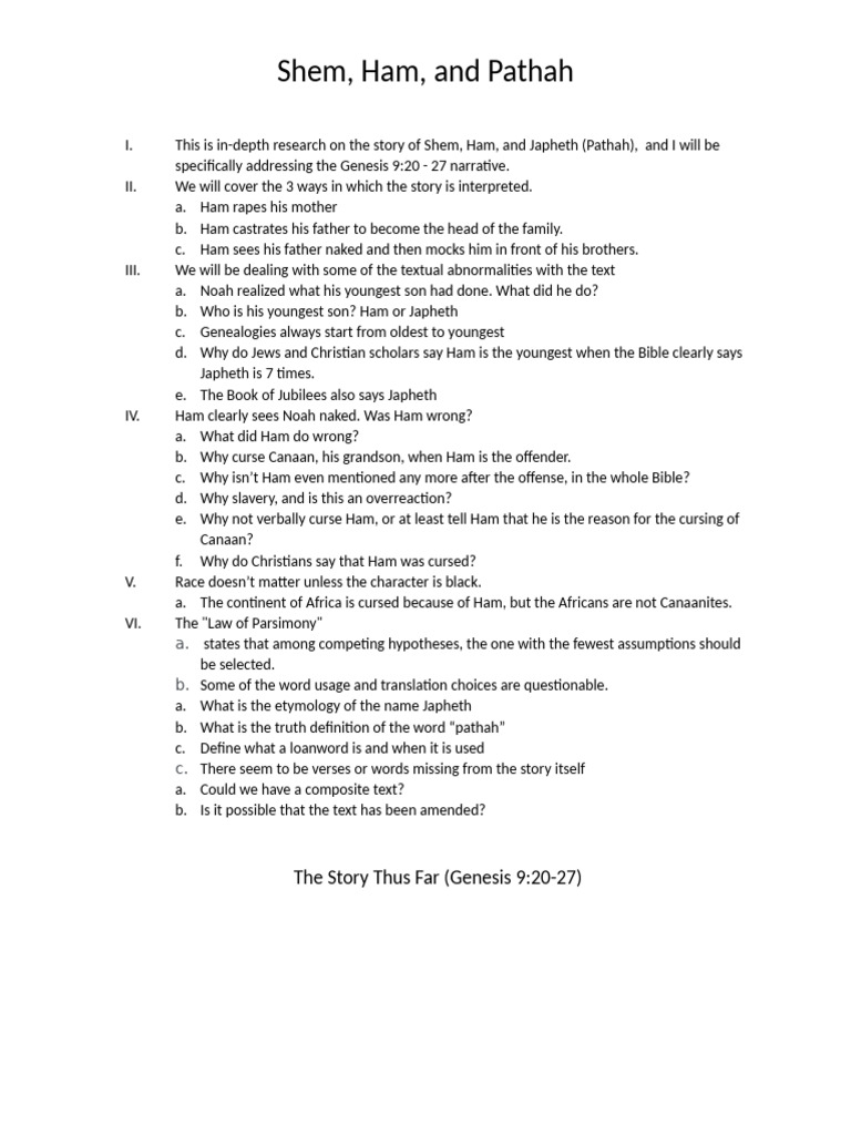 Shem, Ham, and Pathah | PDF