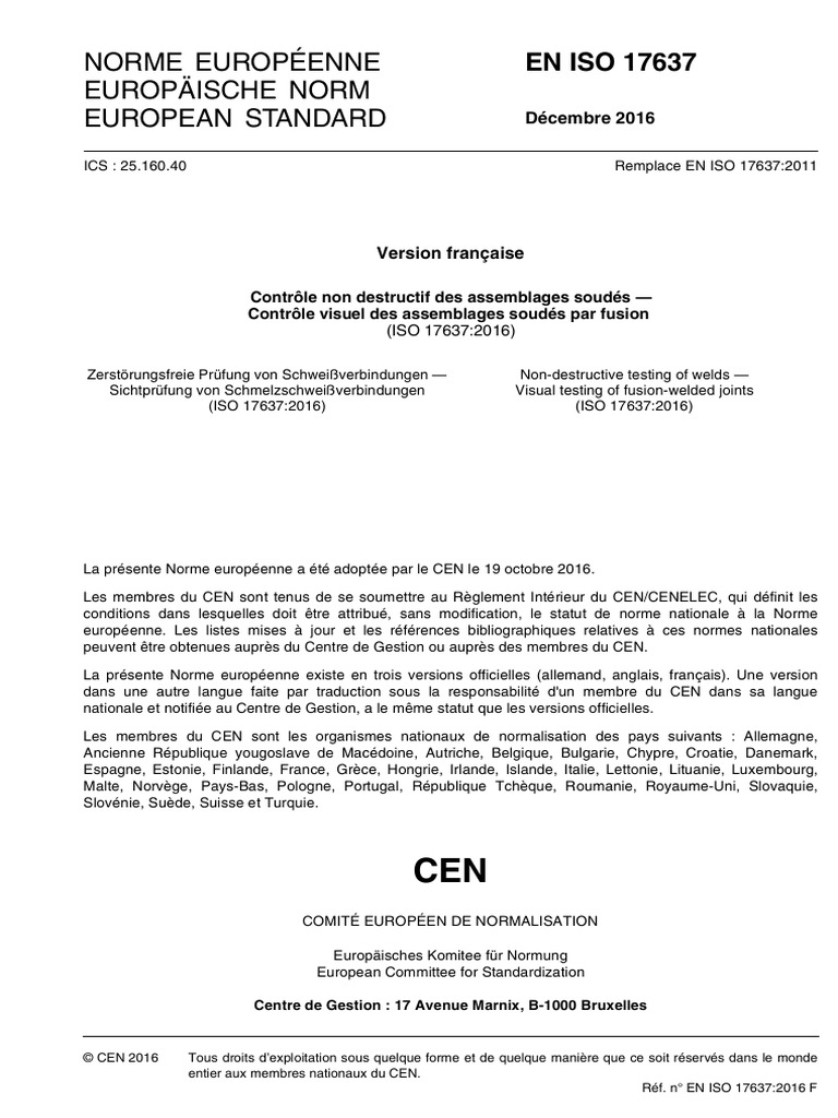 NF EN ISO 17637_Mars 2017 | PDF | Soudage | Construction