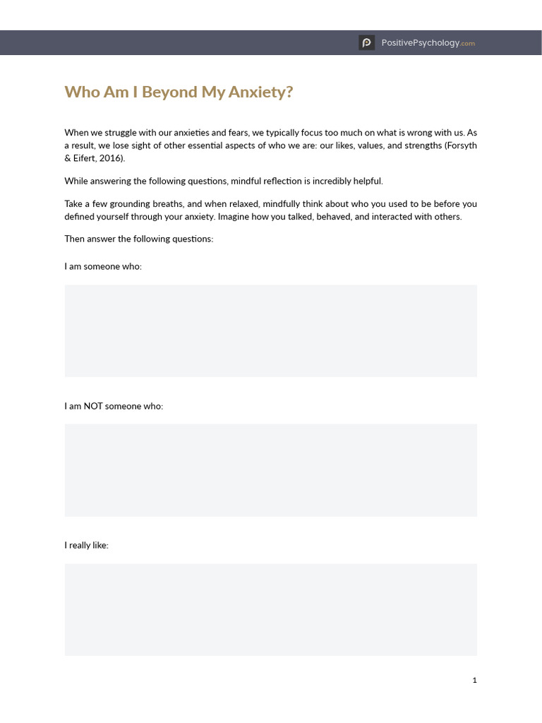 Who Am I Beyond My Anxiety | PDF