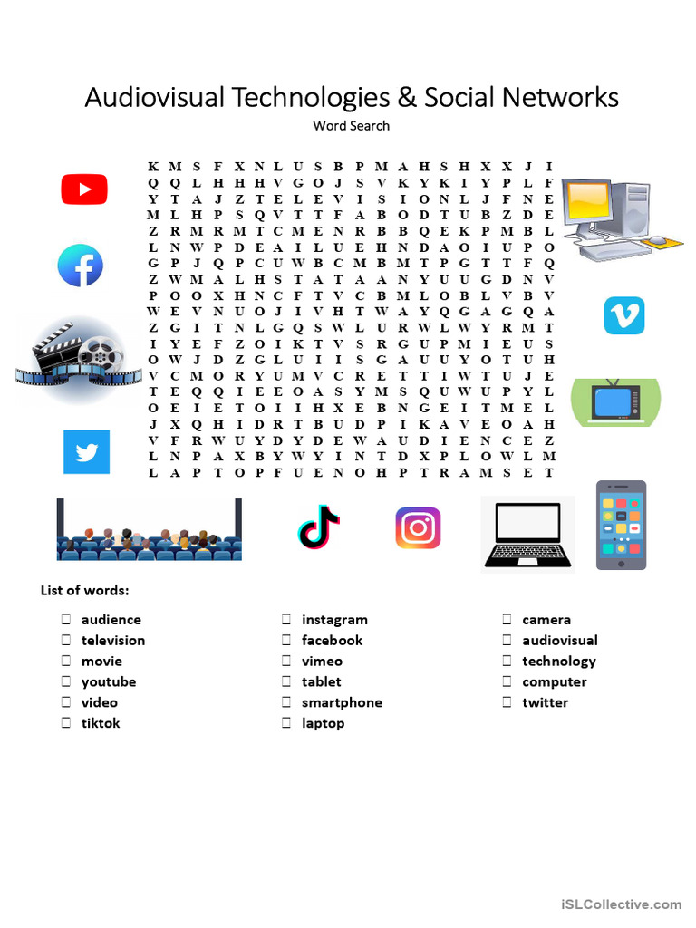 Audiovisual Tech & Social Media Word Search | PDF | Video | Mobile ...