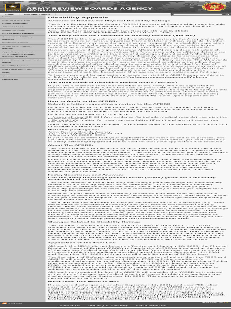 The United States Army Army Review Boards Agency | PDF | Military ...