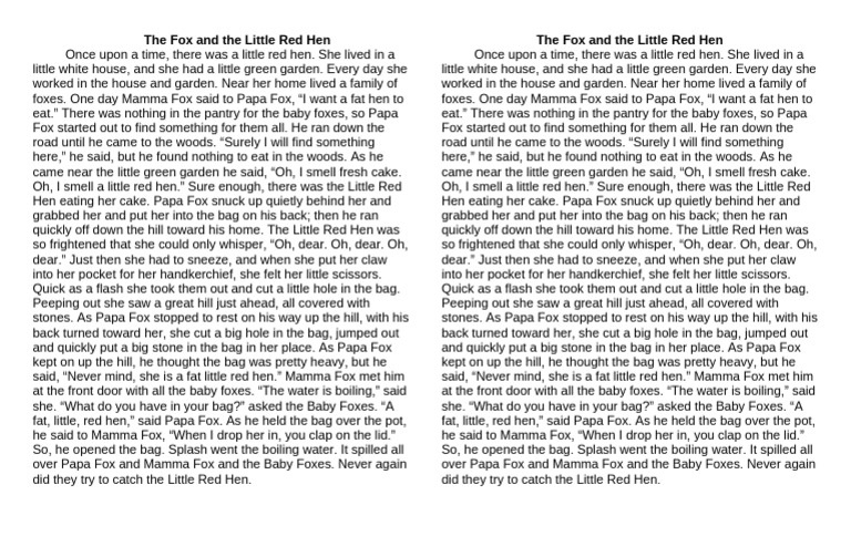 The Fox and The Little Red Hen Remedial | PDF