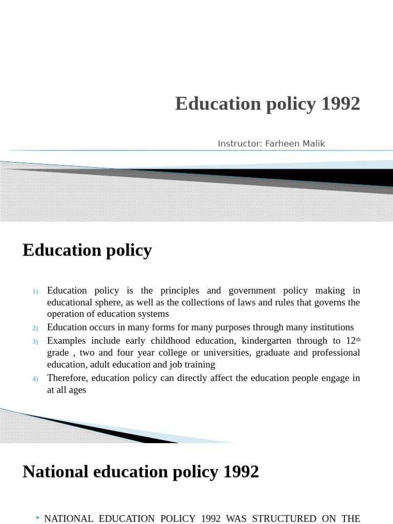 Pakistan's 1992 Education Policy | PDF | Education Policy | Science