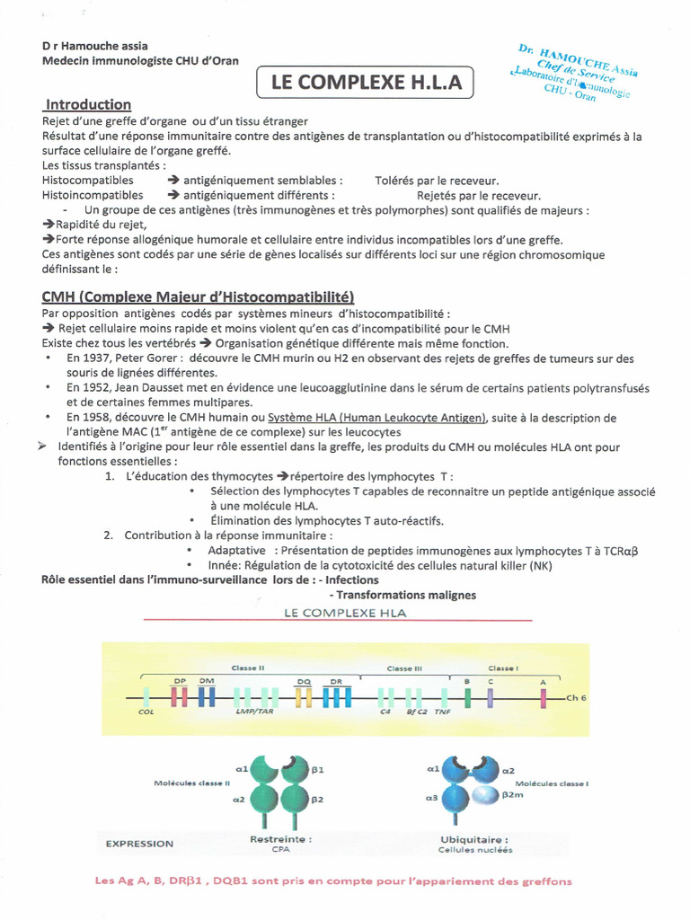 5 - Le Complexe HLA | PDF