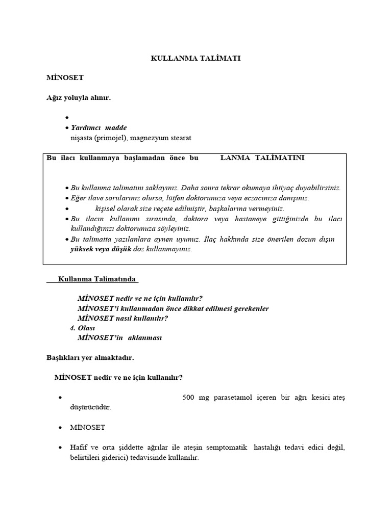 29371 Minoset 500 Mg Tablet Kt | PDF