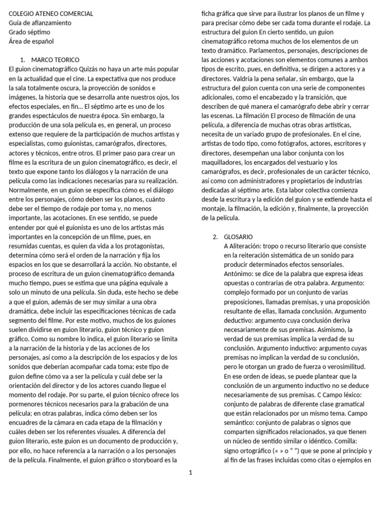 Guia Repaso 7 Español | PDF | Verbo | Predicado (Gramática)