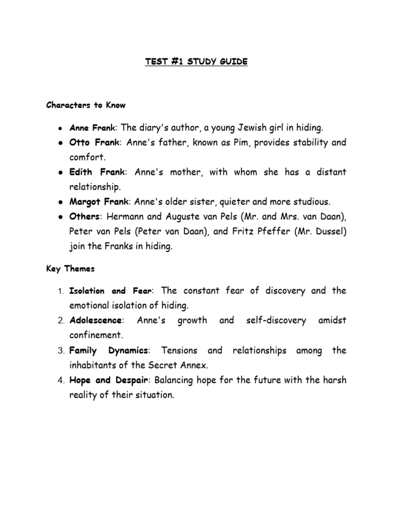 Anne Frank Study Guide: Key Themes & Characters | PDF