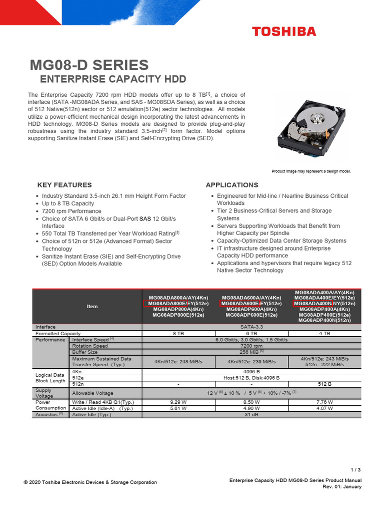 Toshiba MG08-D Series HDD Manual | PDF | Hard Disk Drive | Byte