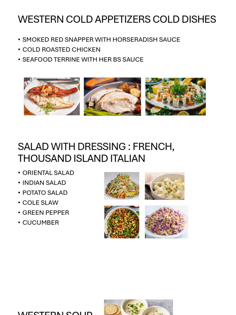 Western and Thai Cold Appetizers Menu | PDF