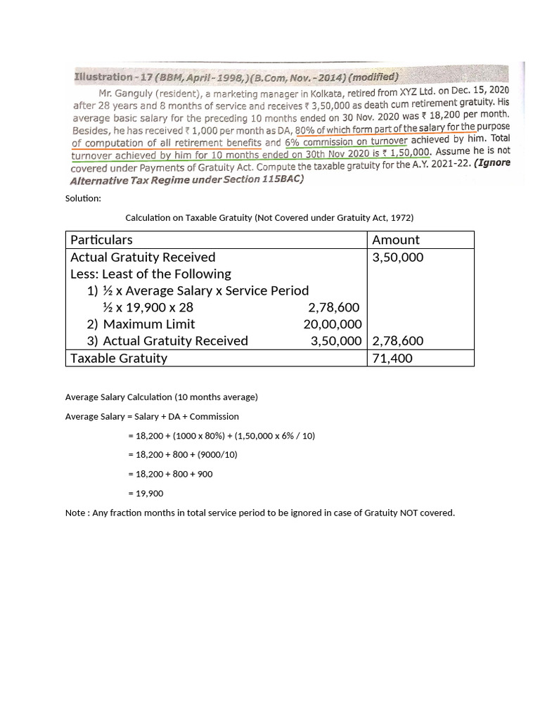 Salary - Gratuity and HRA Problems | PDF | Payments | Taxes
