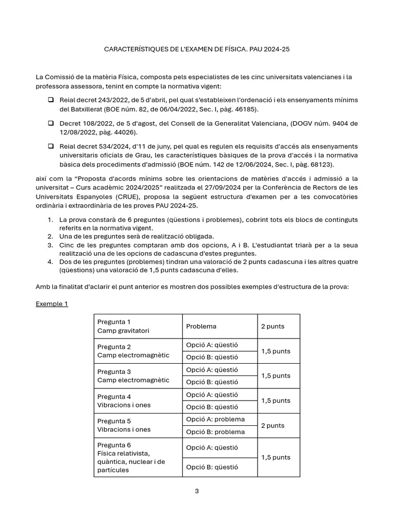 FISI Modelo de Examen PAU 2025 | PDF