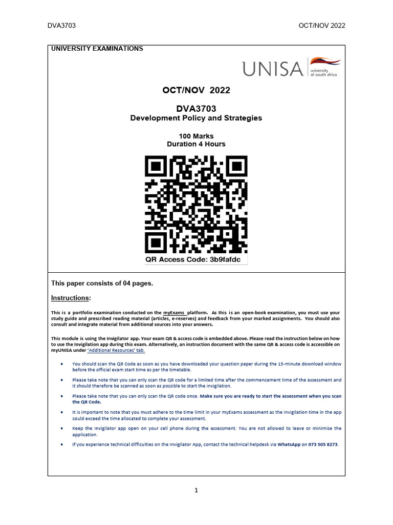 Dva3703 Eqp - Oct Nov 2022 | PDF | Plagiarism | Essays