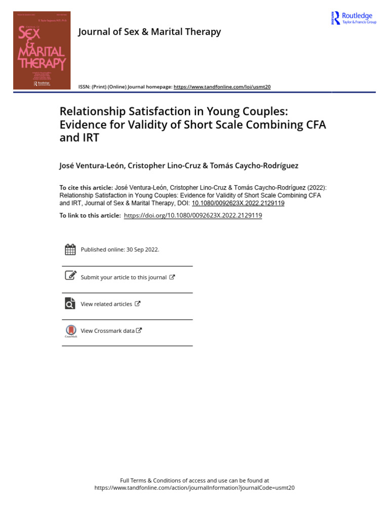 Young Couples' Relationship Satisfaction Scale Validity | PDF ...