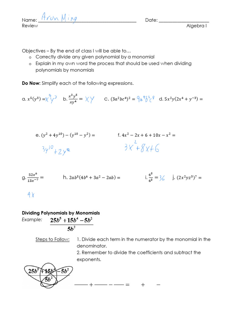 Unit 1 Lesson 10 More Practice & Review | PDF | Polynomial ...