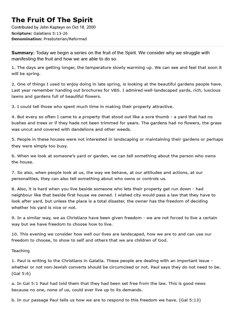 Understanding the Fruit of the Spirit | PDF | Jesus | Paul The Apostle