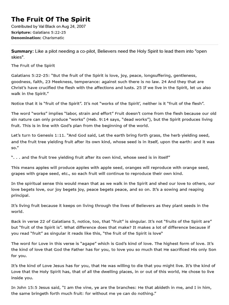 The Fruit of The Spirit | PDF | Fruit Of The Holy Spirit | Patience