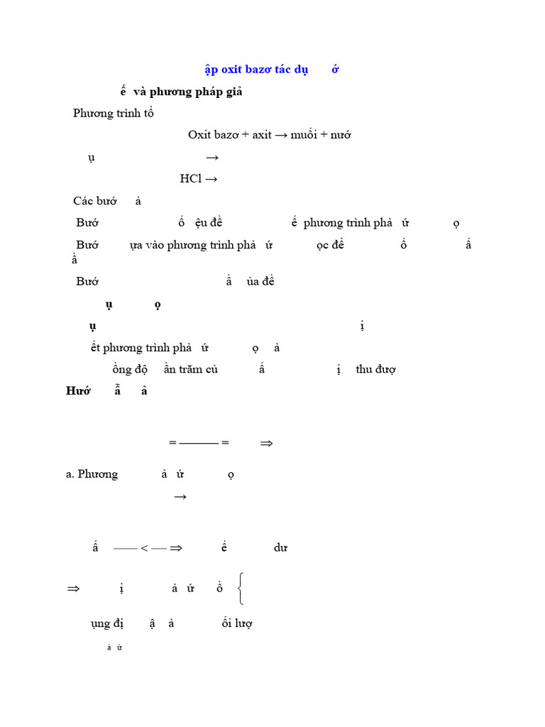 Bai Tap Oxit Bazo Tac Dung Voi Axit Va Cach Giai | PDF