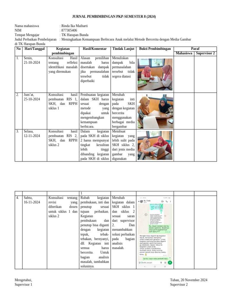 Form Jurnal Pembimbingan | PDF