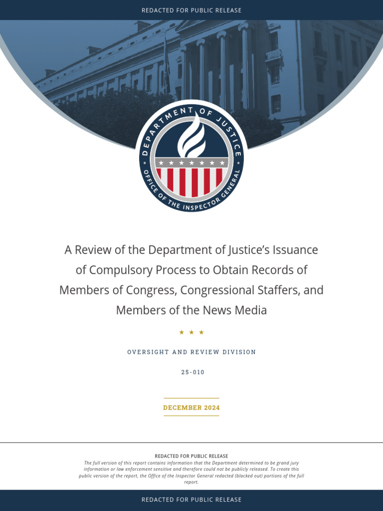 DOJ OIG Report | PDF | American Government | United States Congress