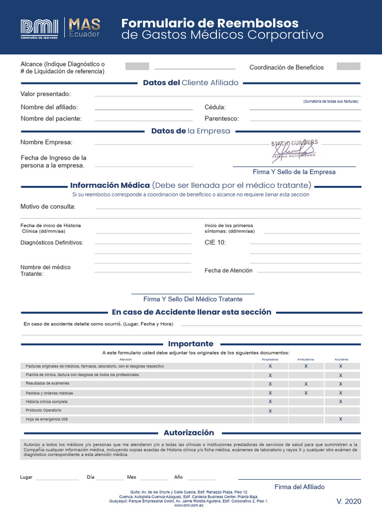 Formulario de Reembolsos de Gastos Medicos Corporativo 2022 - Signed 1 ...
