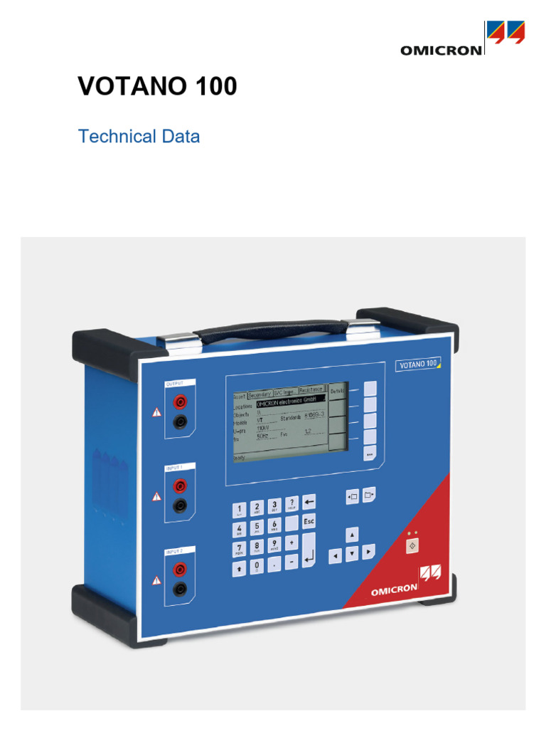 VOTANO 100 Technical Data ENU | PDF | Transformer | Mains Electricity