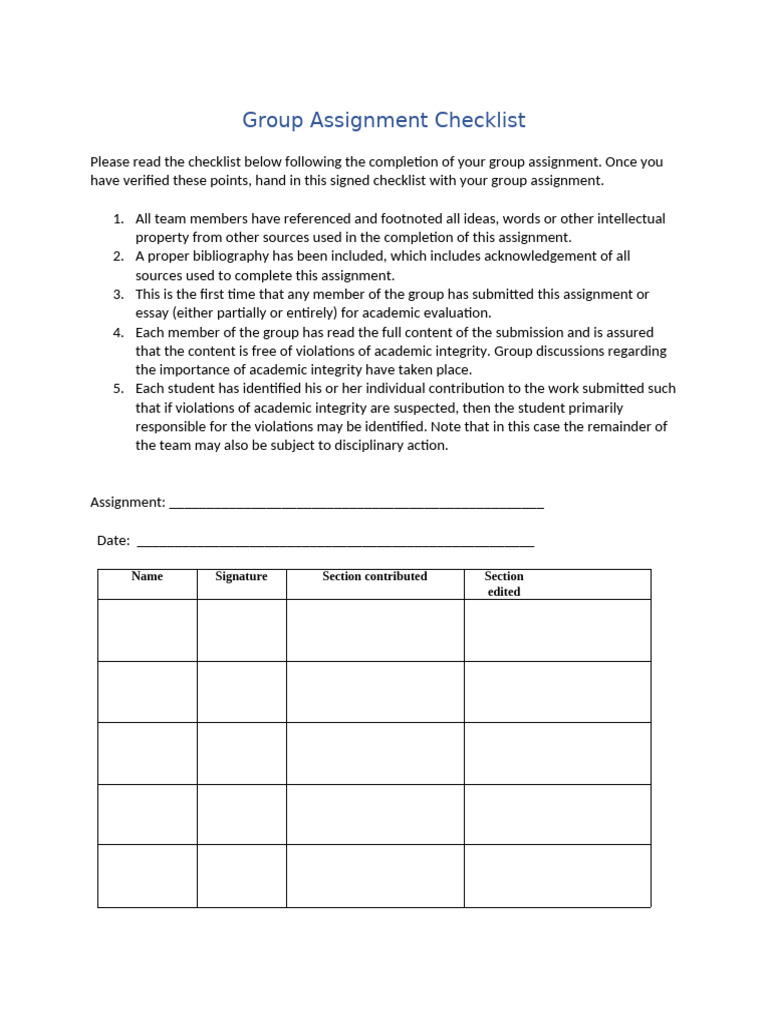 Group-Assignment-Checklist Part E | PDF