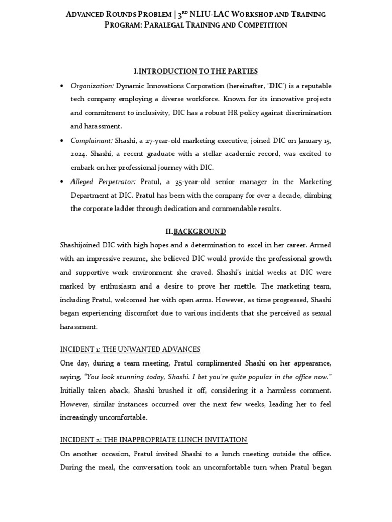 Advanced Round Problem - 3rd NLIU LAC WTP - Paralegal Training ...