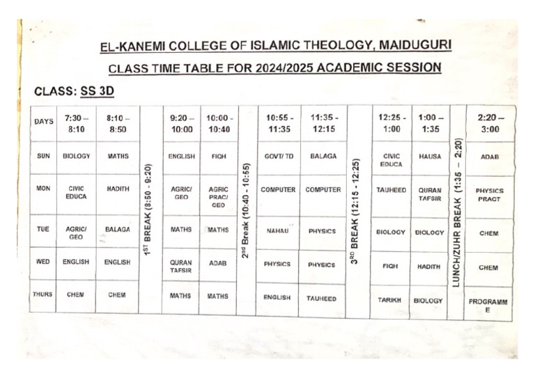 Time Table SS3D | PDF