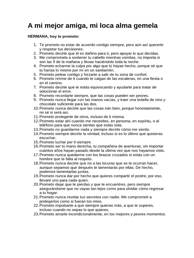 Promesas a mi mejor amiga | PDF