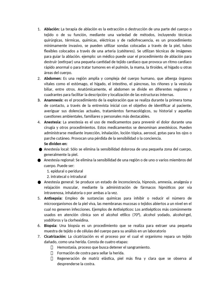 Terminos Clinicos | PDF | Ablación | Cáncer