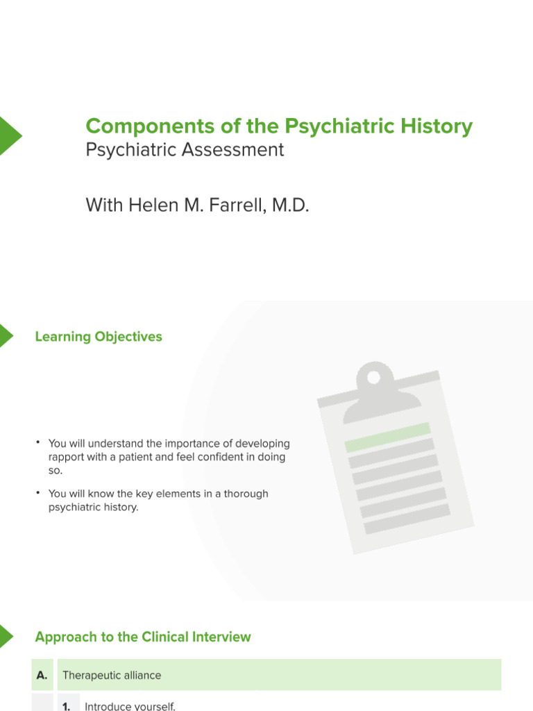 Slides Psychiatric History | PDF