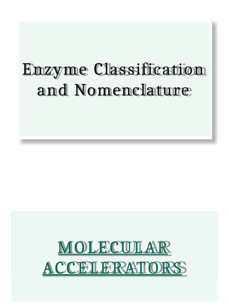 Lec 6a. ENZYME CLASSIFICATION AND NOMENCLATURE | PDF | Enzyme ...