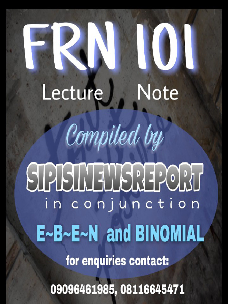 FRN 101 Lecture Note-1 | PDF