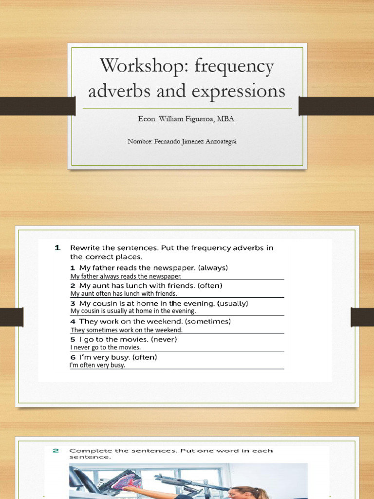 Workshop Frequency Adverbs and Expressions | PDF