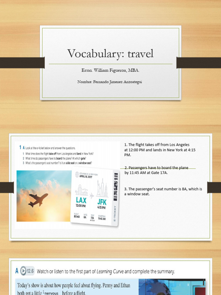 Vocabulary Travel | PDF