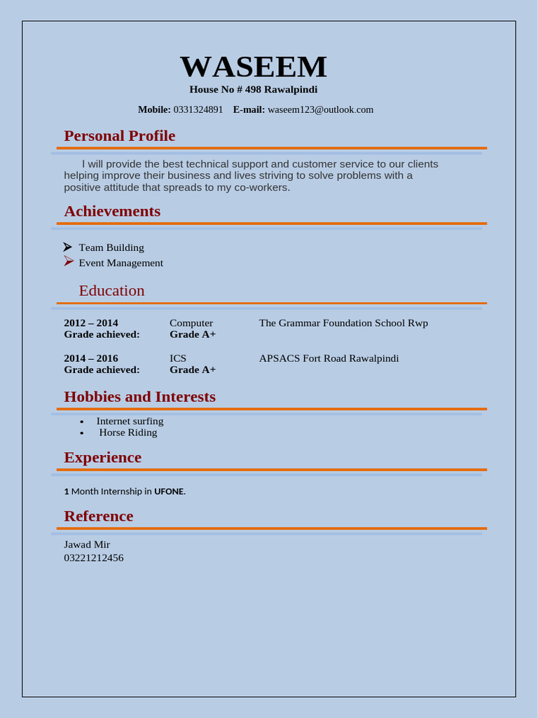 Waseem: Personal Profile | PDF