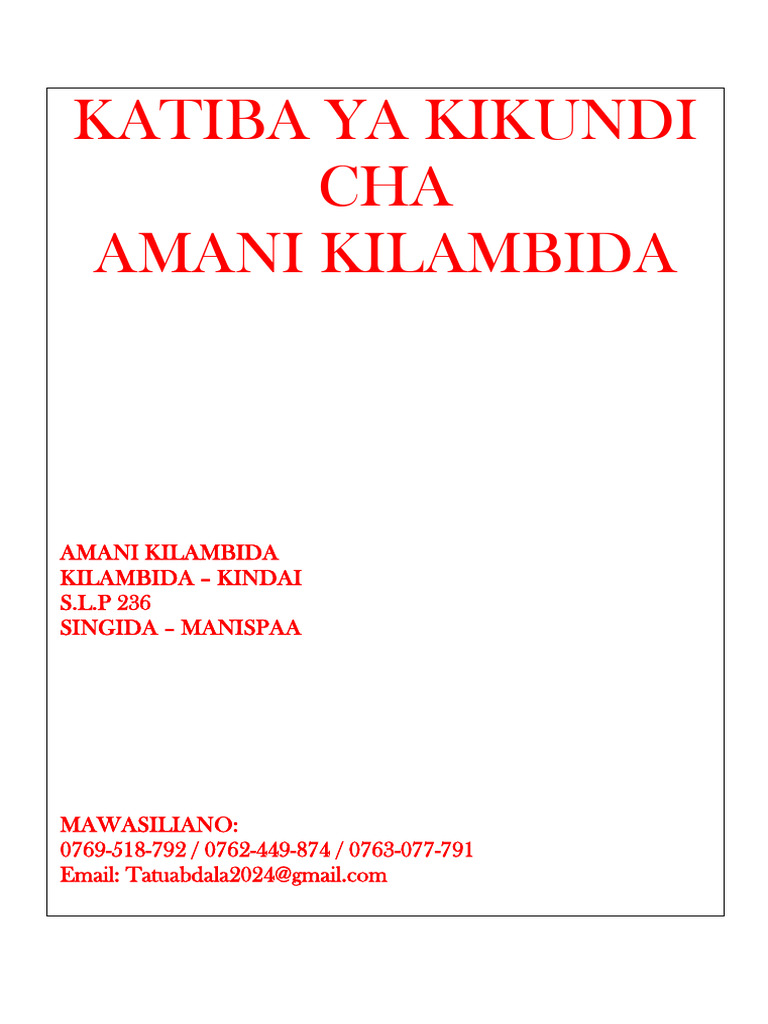 Ktba Amani Kilambida 1 | PDF