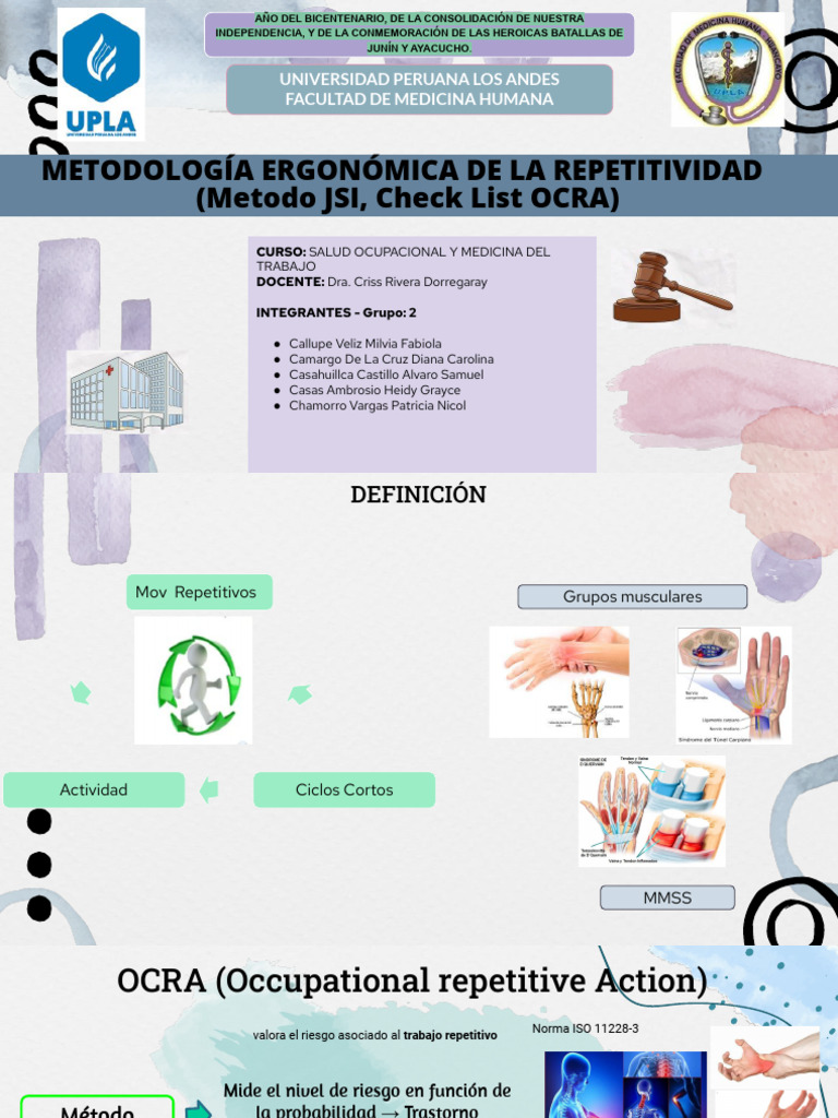 Grupo 2 Metodología Ergonómica de La Repetitividad (Metodo Jsi, Check List Ocra) | PDF | Frecuencia