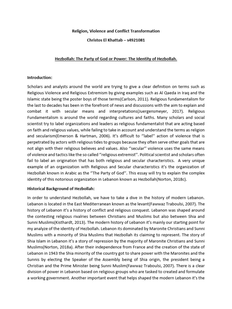 Hezbollah The Party of God or Power The | PDF | Hezbollah | Lebanon