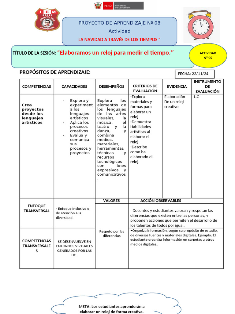 Elaboramos Un Reloj | PDF | Evaluación | Aprendizaje