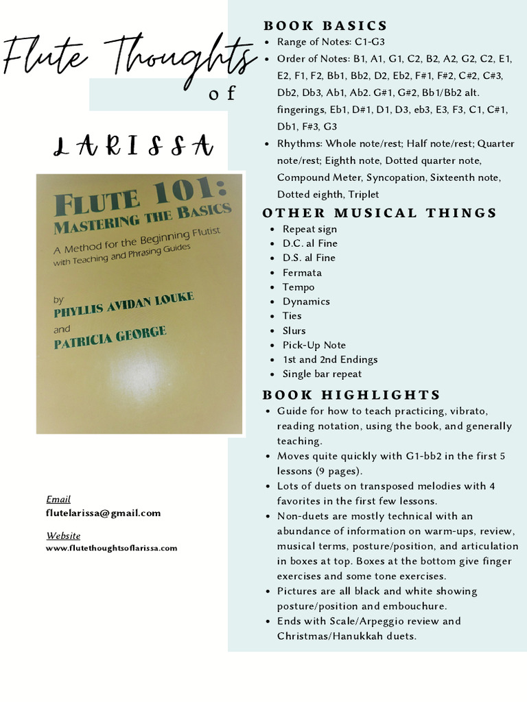 Flute 101 Cheat Sheet | PDF | Musicology | Musical Notation