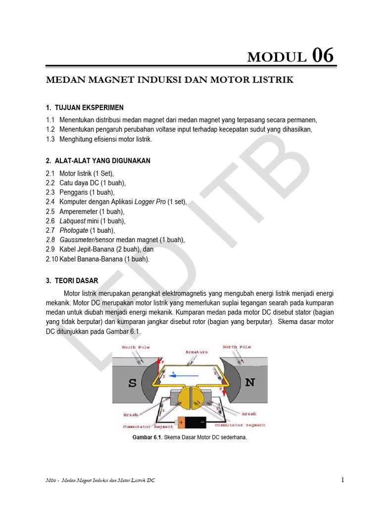 Modul 06 - Medan Magnet Induksi Dan Motor Listrik DC - 20 Januari 2022 | PDF