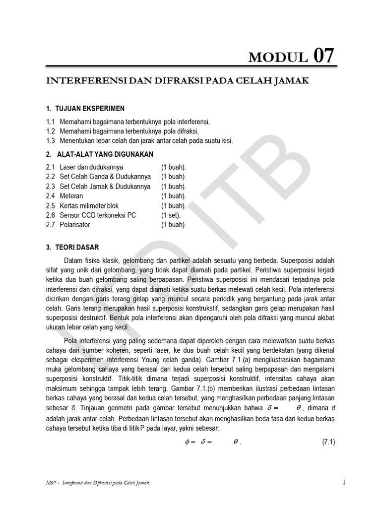 Modul 07 - Interferensi Dan Difraksi Pada Celah Jamak - 20 Januari 2022 | PDF