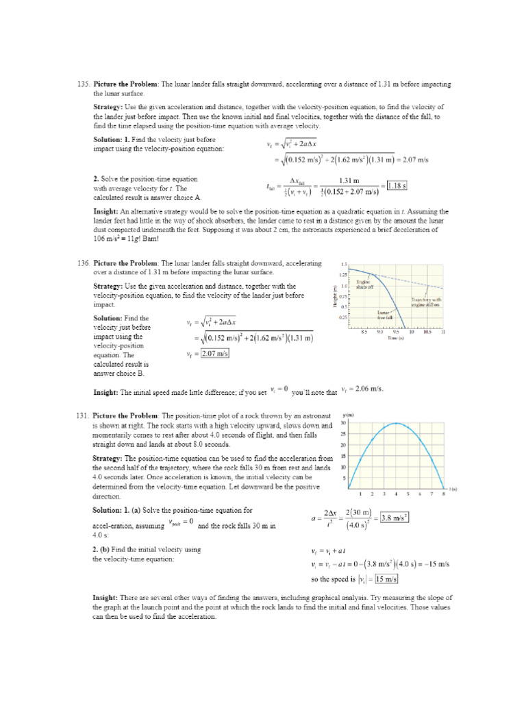#3 1 Dim Kinematics Solutions | PDF