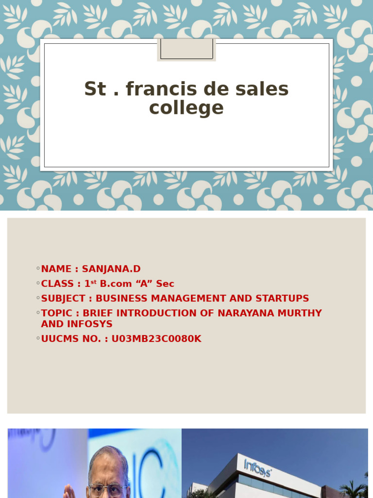 BMS Narayana Murthy - SANJANA D | PDF | Economies